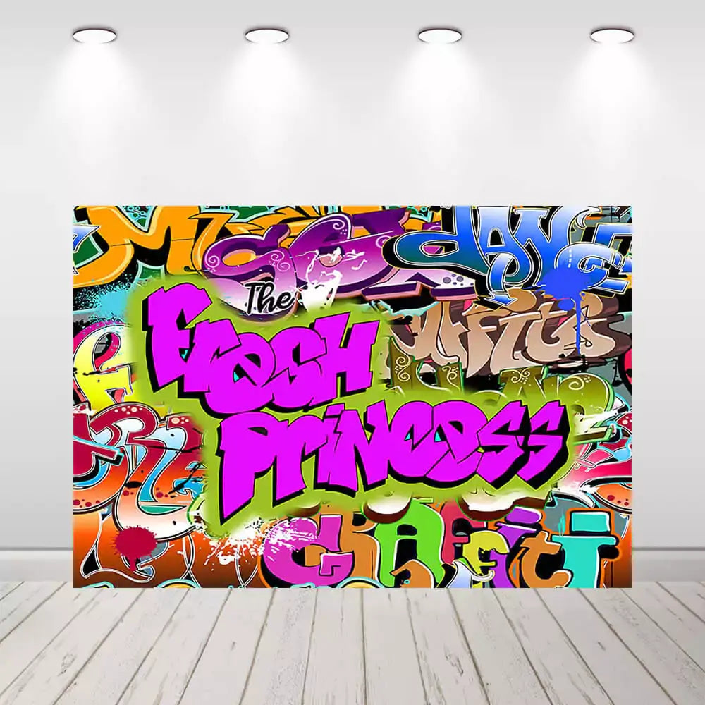 Hip Pop Colorful Graffiti Wall Princess Birthday Backdrop ...