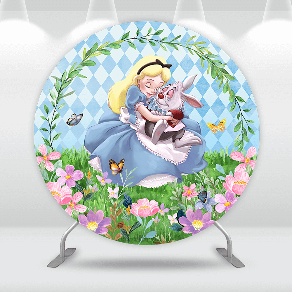 Alice in Wonderland Round Backdrop for Girl Birthday Party Decoration ...
