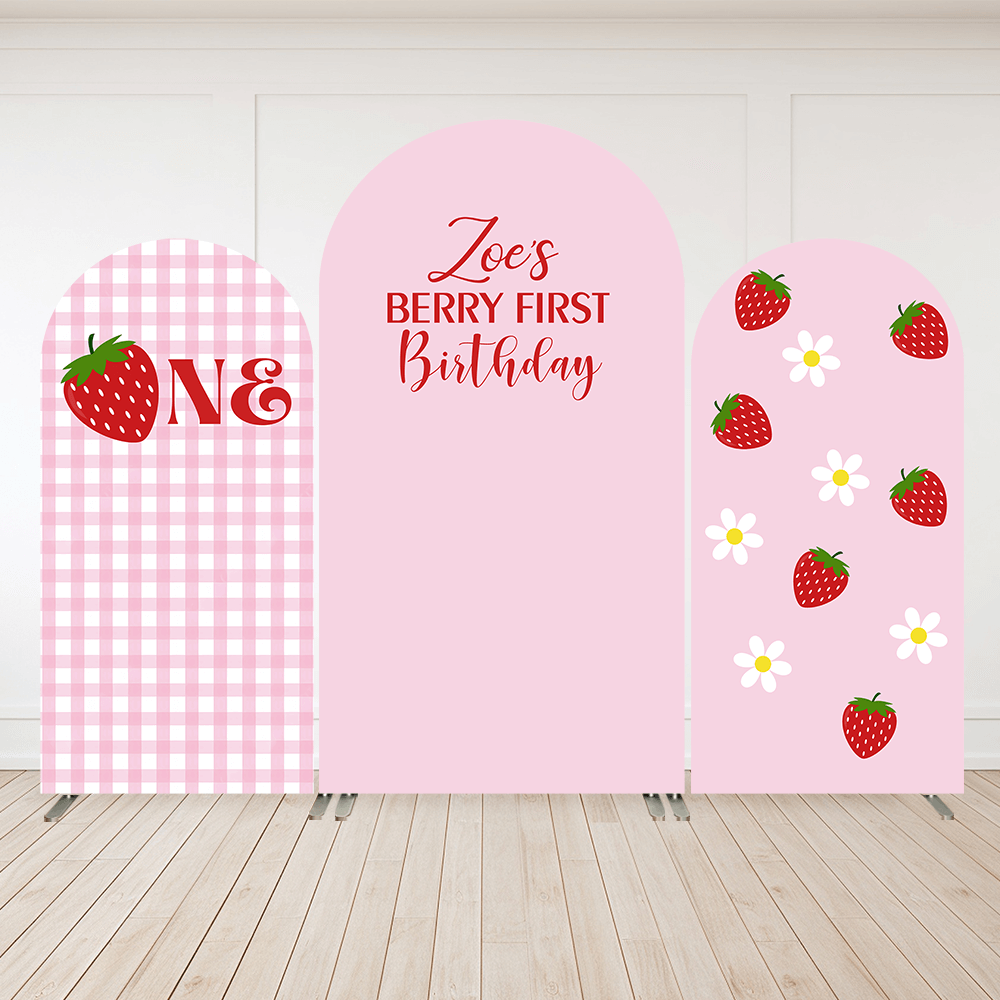 Strawberry Arch Backdrop Cover Stand Berry First 1st Birthday Party Cu